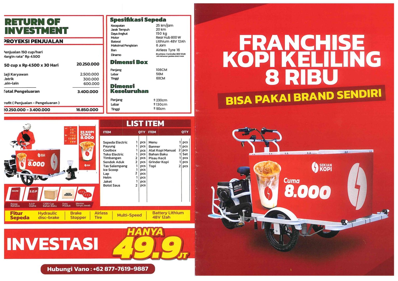 Inovasi Gerobak Kopi Modern: Spesifikasi dan Fitur Sepeda Listrik ...