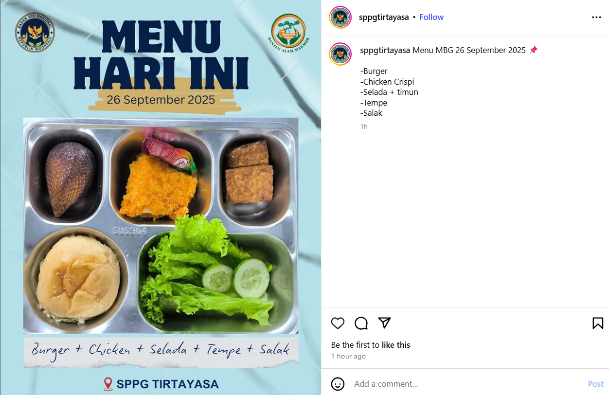 Inspirasi Menu MBG Minggu ke-4 September 2025 - Makan Bergizi Gratis